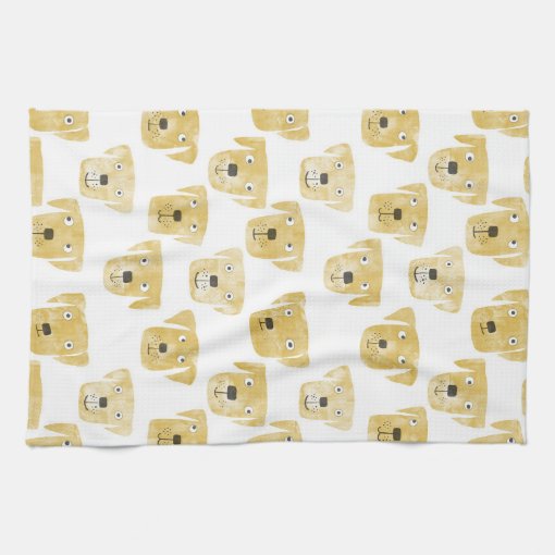 Cute Golden Labrador Retriever Dog Pattern Kitchen Towel | Zazzle