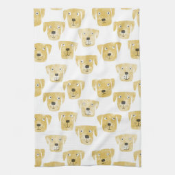 Cute Golden Labrador Retriever Dog Pattern Kitchen Towel | Zazzle