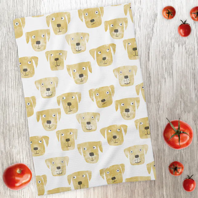 Cute Golden Labrador Retriever Dog Pattern Kitchen Towel | Zazzle