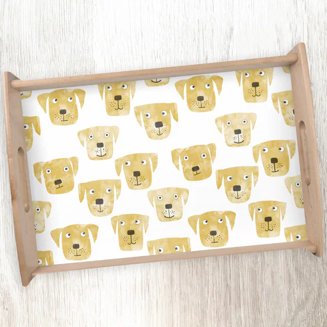 Cute Golden Labrador Retriever Dog Pattern Serving Tray | Zazzle