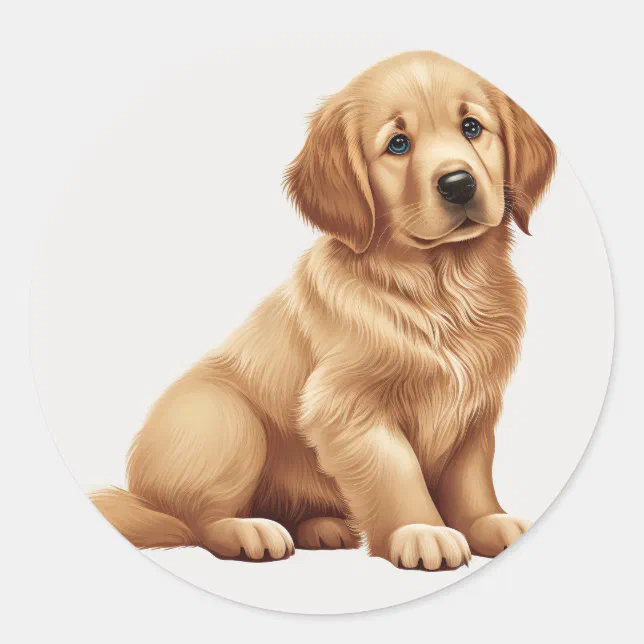 cute golden retriever classic round sticker | Zazzle