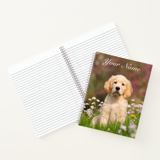Cute Golden Retriever Dog Puppy Face Animal - Name Notebook | Zazzle