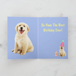 Cute Golden Retriever Puppy Birthday Card | Zazzle