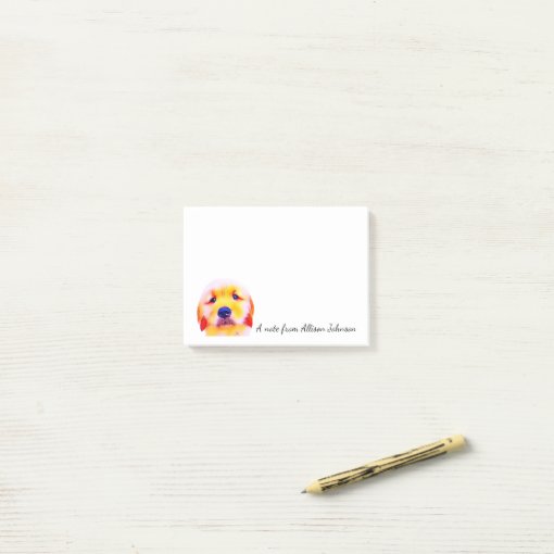 Cute Golden Retriever Puppy Dog Art Post-it Notes | Zazzle