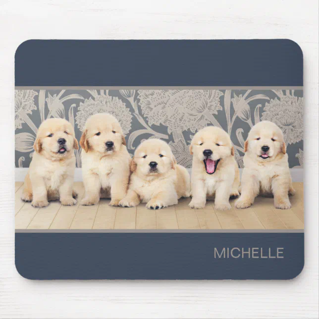 Cute Golden Retriever Puppy Dog Personalized Name Mouse Pad | Zazzle