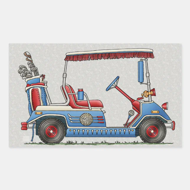 Cute Golf Cart Rectangular Sticker | Zazzle