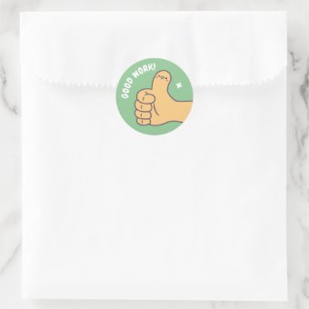 Cute Good Work Thumbs Up Positive Reward Classic Round Sticker | Zazzle