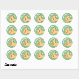 Cute Good Work Thumbs Up Positive Reward Classic Round Sticker | Zazzle