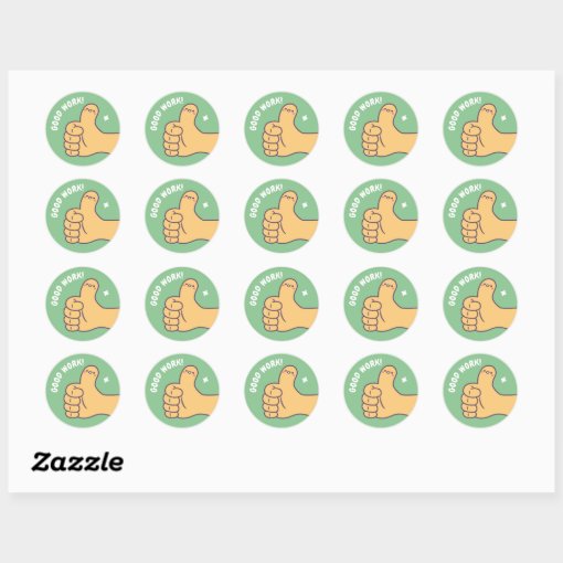 Cute Good Work Thumbs Up Positive Reward Classic Round Sticker | Zazzle