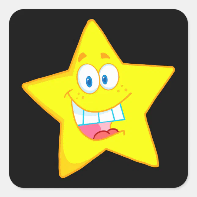 cute goofy star cartoon square sticker | Zazzle