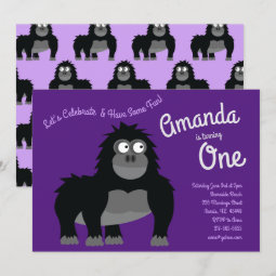 Cute Gorilla Ape Kid 1st Birthday Party Invitation | Zazzle
