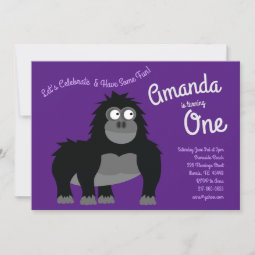 Cute Gorilla Ape Kid 1st Birthday Party Invitation | Zazzle