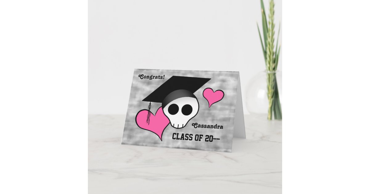 Cute goth skull congratulations graduation card | Zazzle.com