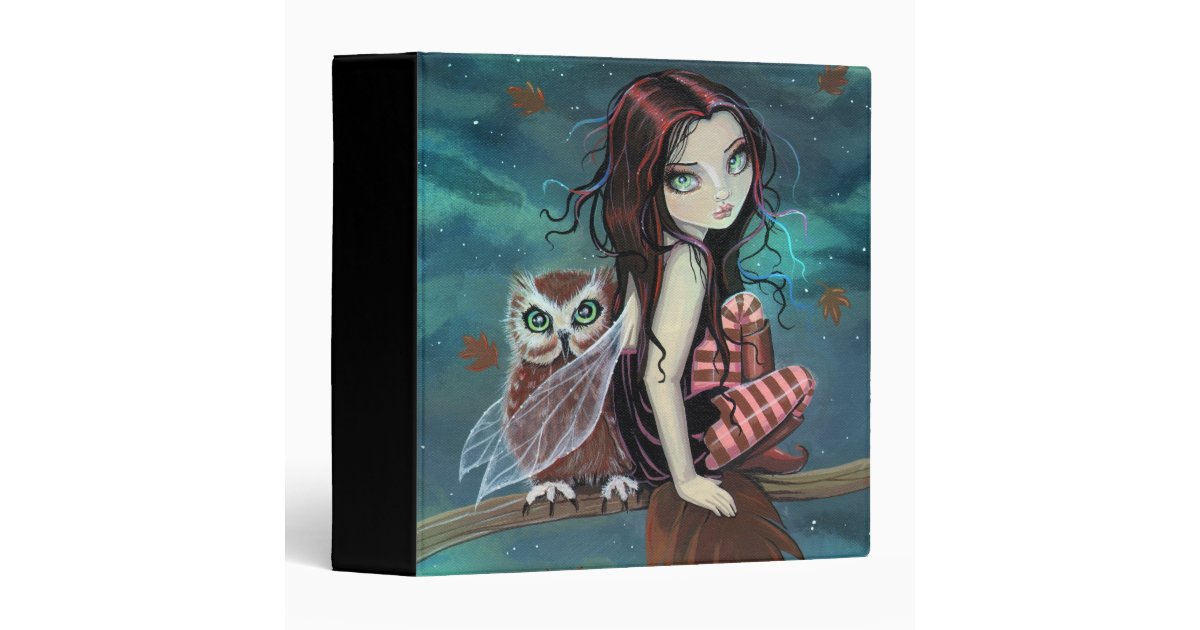 Cute Gothic Fairy and Owl Binder | Zazzle