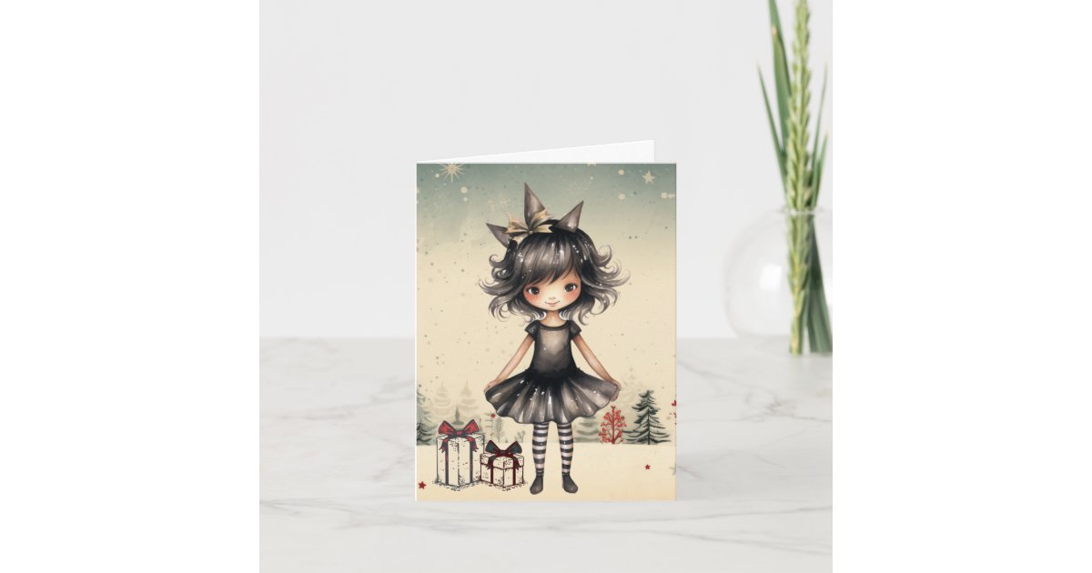 Cute Gothic Fairy Christmas Card | Zazzle
