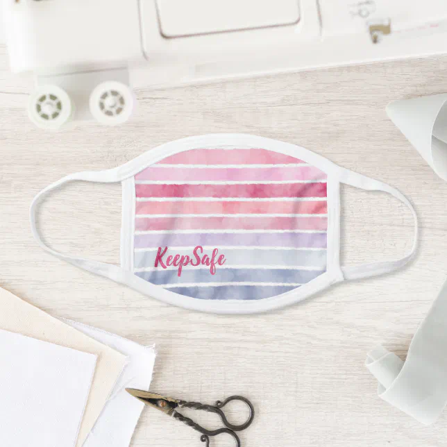 Cute Gradient Watercolor Stripes Background Face Mask | Zazzle