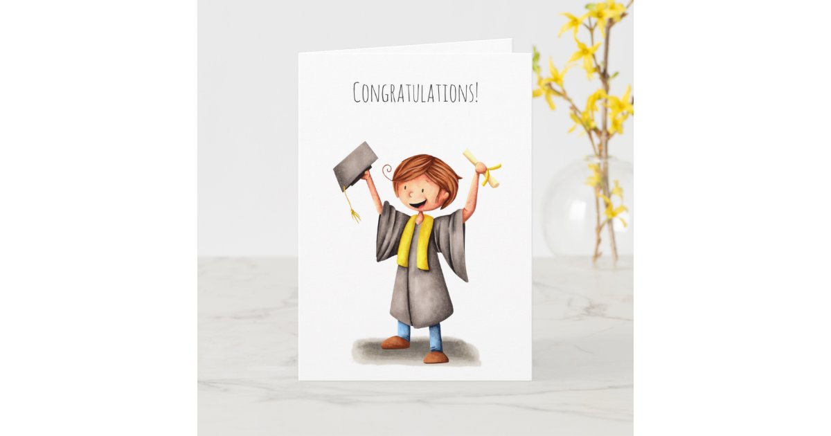 Cute Graduate Celebrating Congratulations Custom Card | Zazzle