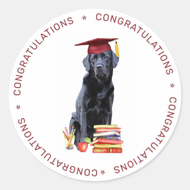 Cute Graduate Puppy Dog Graduation Congratulations Classic Round ...