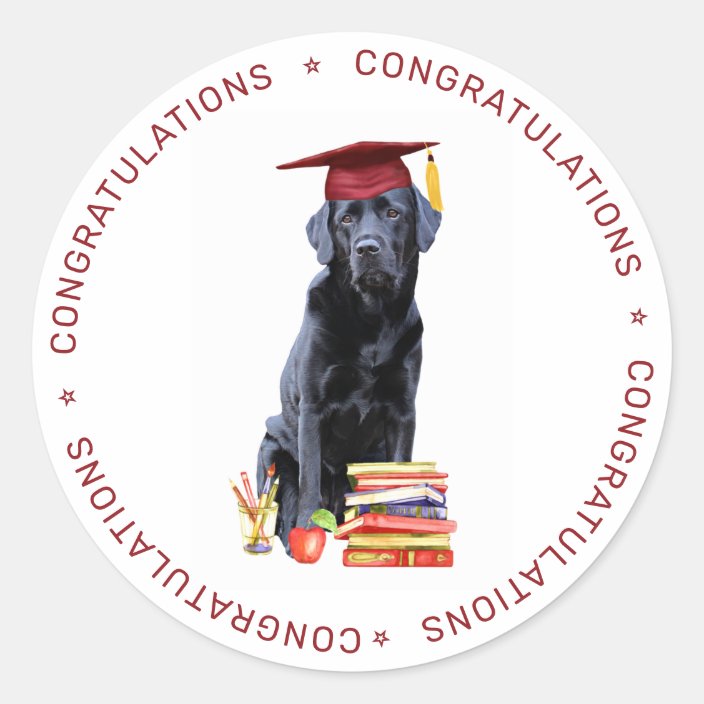 Cute Graduate Puppy Dog Graduation Congratulations Classic Round ...