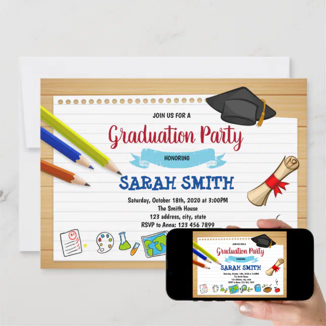 Cute graduation party invitation | Zazzle