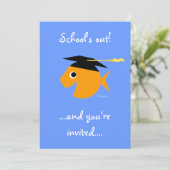 Cute Graduation Party Invitation Goldfish on Blue | Zazzle