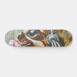 Cute Graffiti Headphone Sloth DJ Skateboard | Zazzle