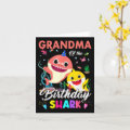 Cute Grandma Of The Birthday Family Shark Boy Girl Card | Zazzle