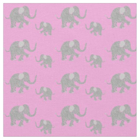 Cute Pastel Gray and White Baby Elephants Pattern Fabric | Zazzle