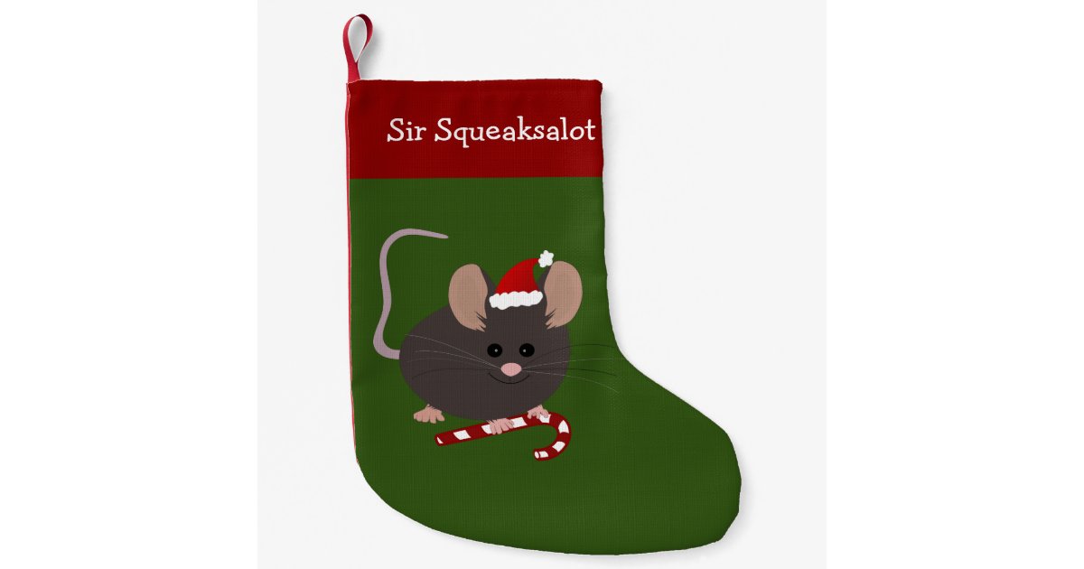 Cute Gray Mouse Christmas Stocking | Zazzle