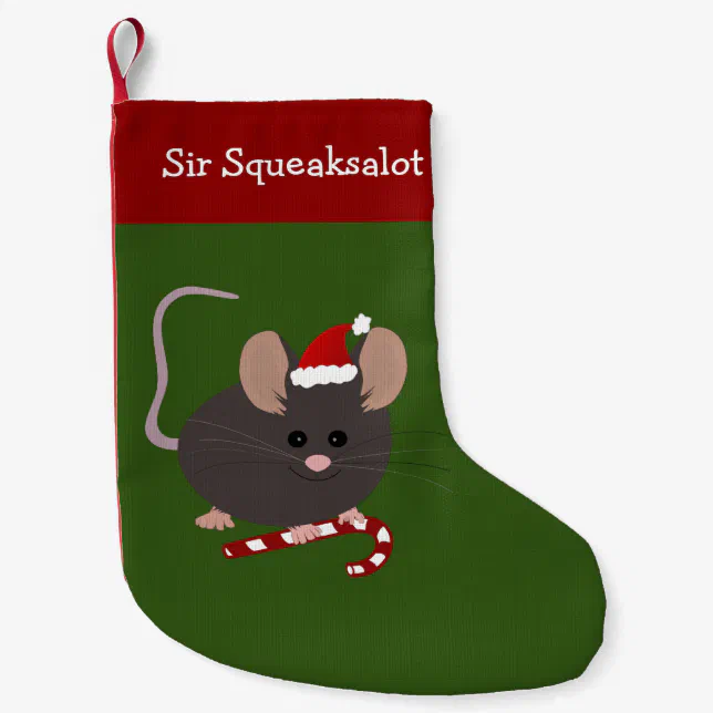 Cute Gray Mouse Christmas Stocking | Zazzle