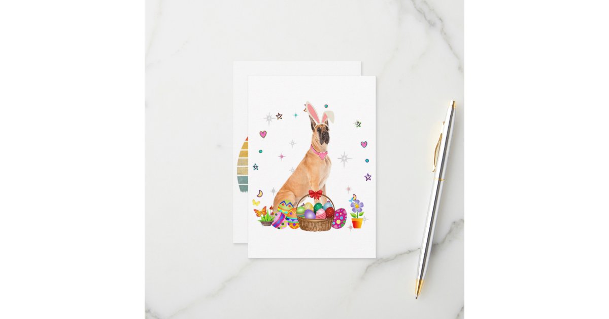 Cute Great Dane Easter Day Bunny Eggs Easter RSVP Card | Zazzle