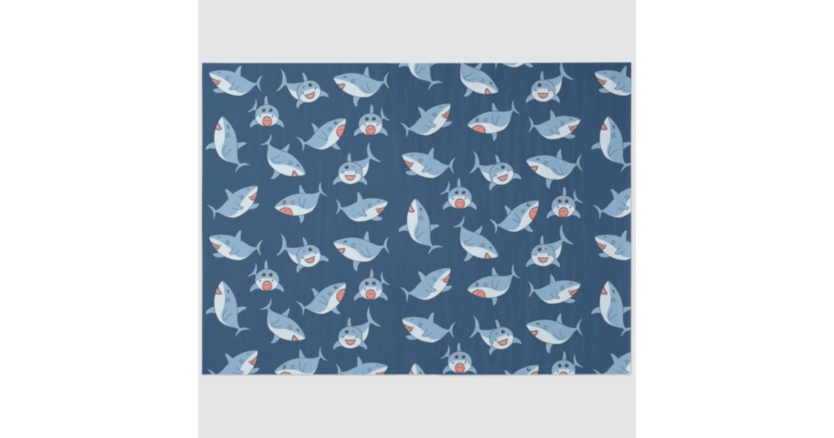 Cute Great White Sharks Ocean Pattern Tissue Paper | Zazzle