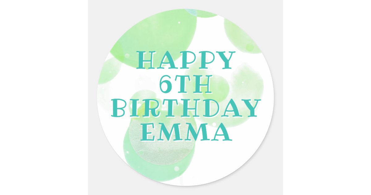 Cute Green and Blue Bubbles Kids Birthday Classic Round Sticker | Zazzle