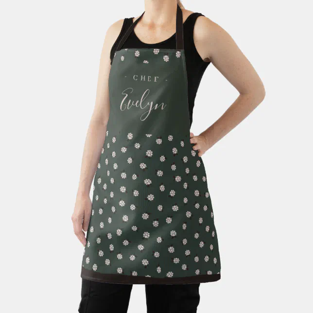 Cute green berry personalized cooking apron | Zazzle