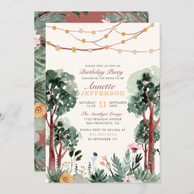 Cute Green Botanical Trees Unique Birthday Party Invitation | Zazzle
