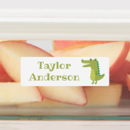 Cute Green Cartoon Alligator Personalized Name Kids' Labels | Zazzle