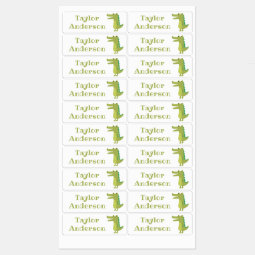 Cute Green Cartoon Alligator Personalized Name Kids' Labels | Zazzle