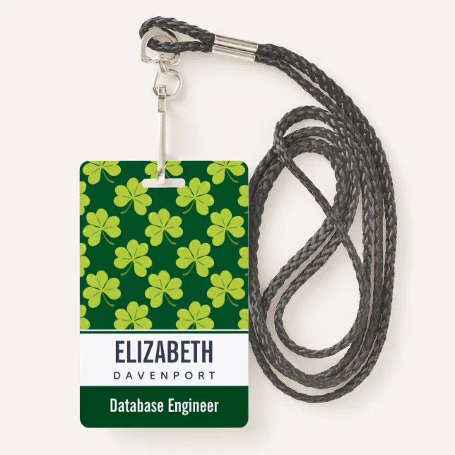 Cute Green Clover Pattern Badge | Zazzle