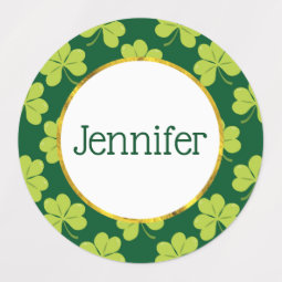 Cute Green Clover Pattern Labels | Zazzle