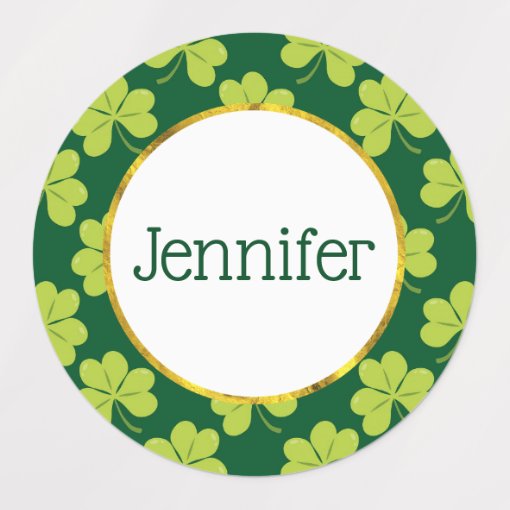 Cute Green Clover Pattern Labels | Zazzle