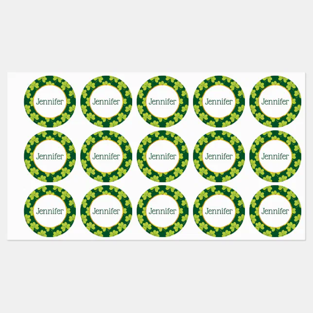 Cute Green Clover Pattern Labels | Zazzle