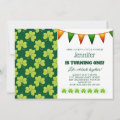 Cute Green Clover Shamrock Pattern Birthday Invitation | Zazzle