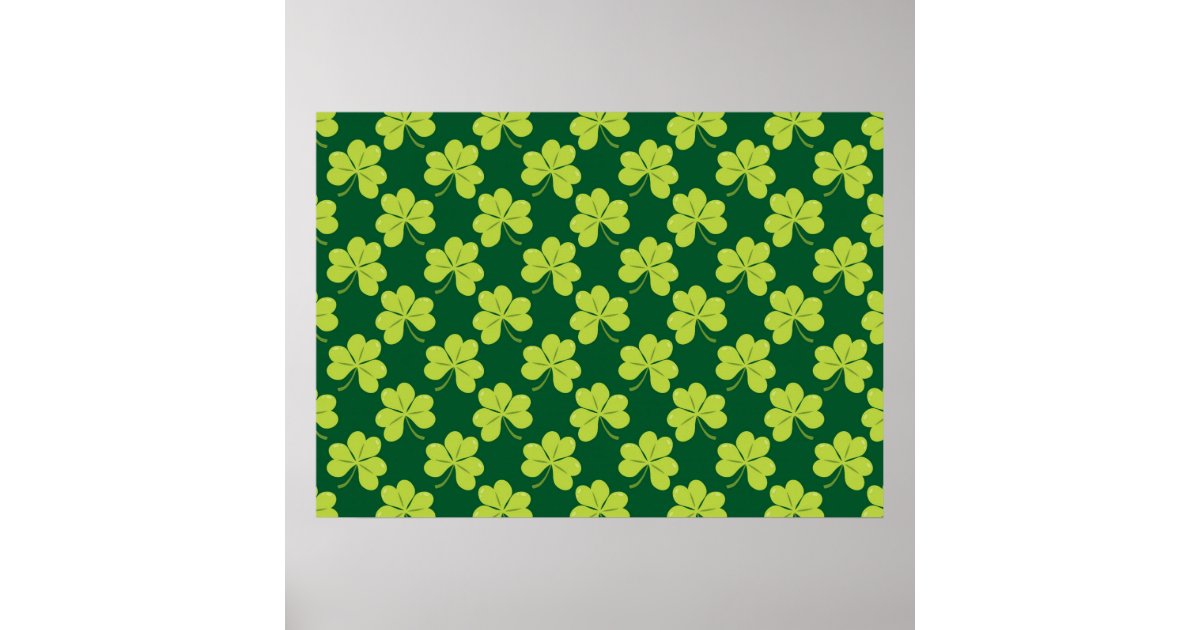 Cute Green Clover Shamrock Pattern Poster | Zazzle