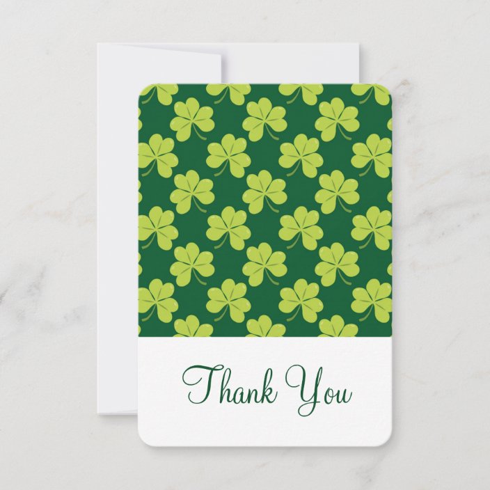 Cute Green Clover Shamrock Pattern Thank You | Zazzle.com