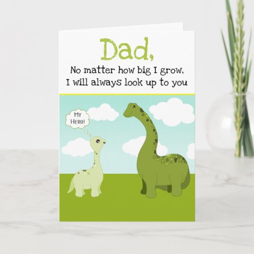 Cute Green Dad Dinosaur Hero Cartoon Father's Day Card | Zazzle