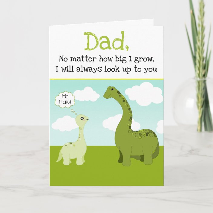 Cute Green Dad Dinosaur Hero Cartoon Father's Day Card | Zazzle.com