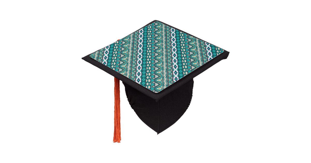 Cute green design aztec patterns design graduation cap topper | Zazzle