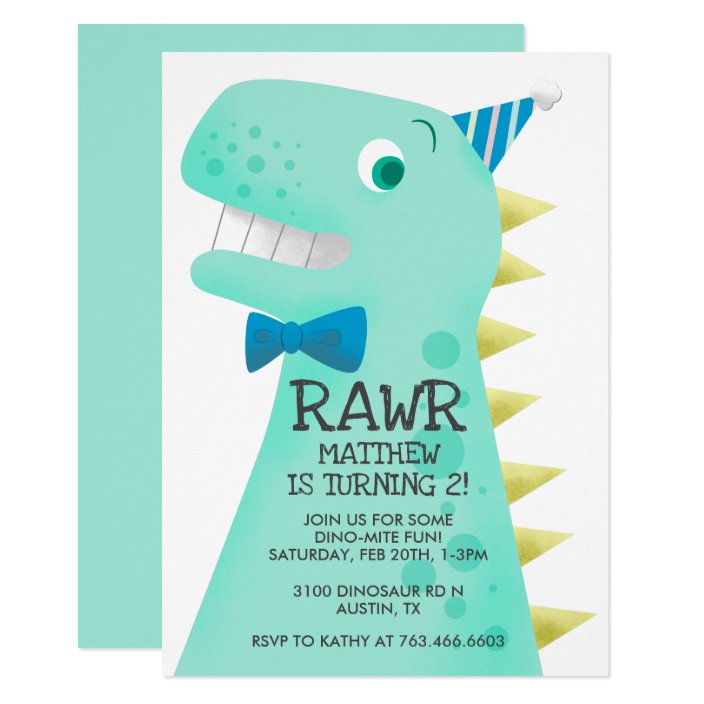 Cute Green Dinosaur Birthday Party Invitation | Zazzle.com