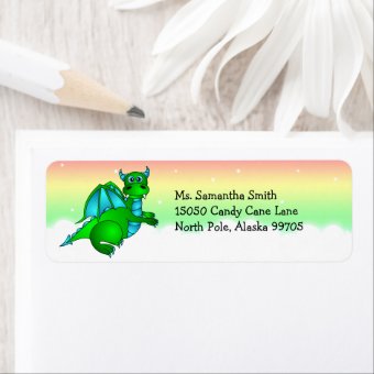 Cute Green Dragon Return Address Label | Zazzle