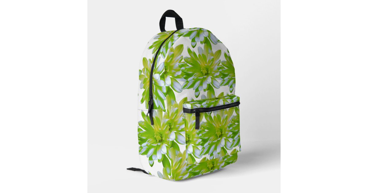 Cute green floral green flower green daisy printed backpack | Zazzle